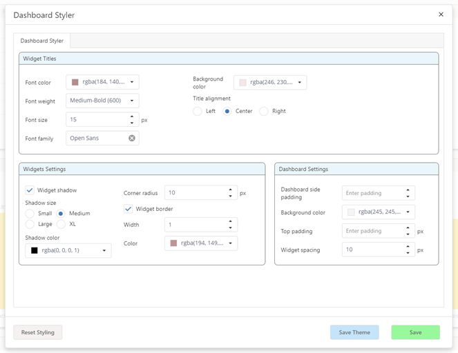Dashboard Styler | Marketplace | Sisense